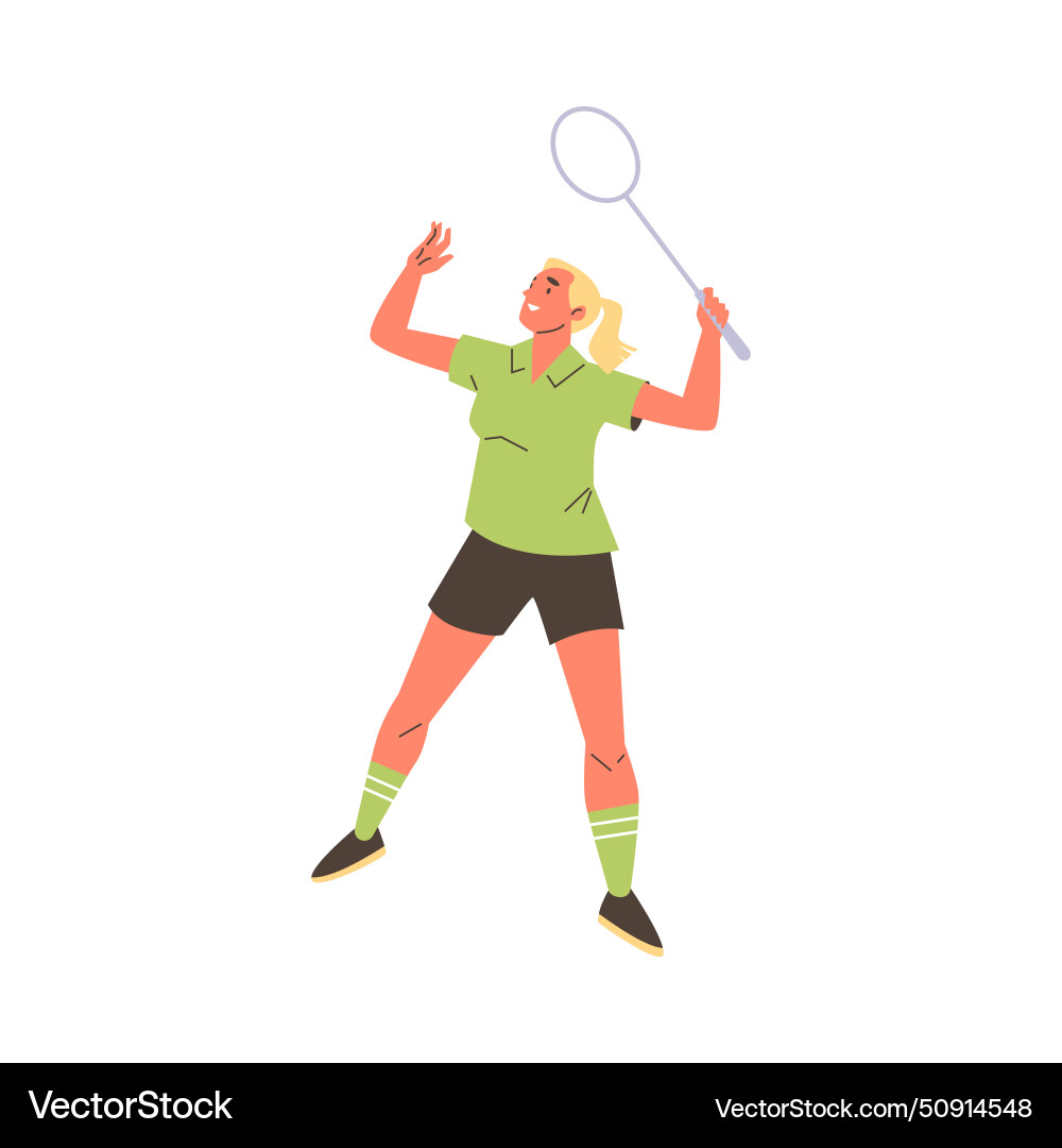 Professional badminton female player with racket Vector Image