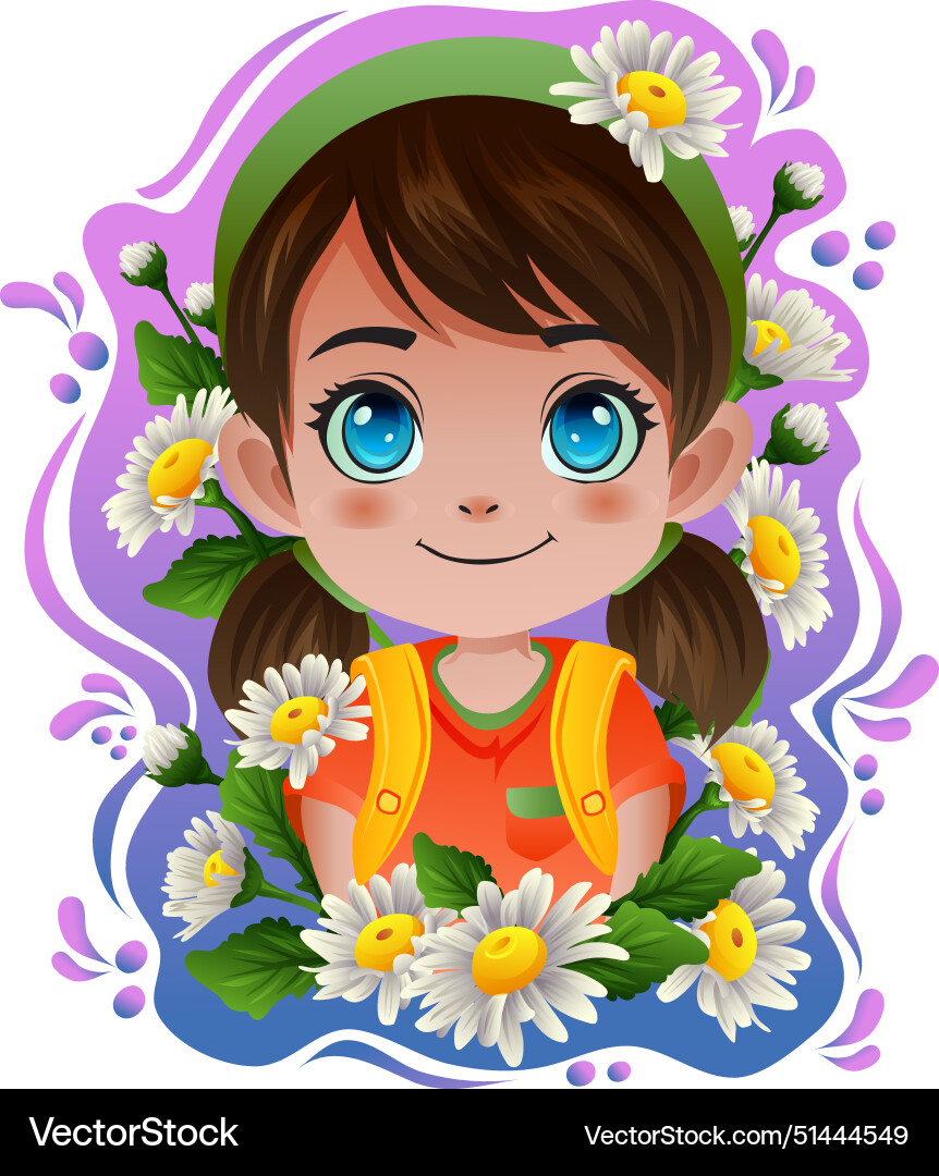 Cute daisy girl cartoon character Royalty Free Vector Image