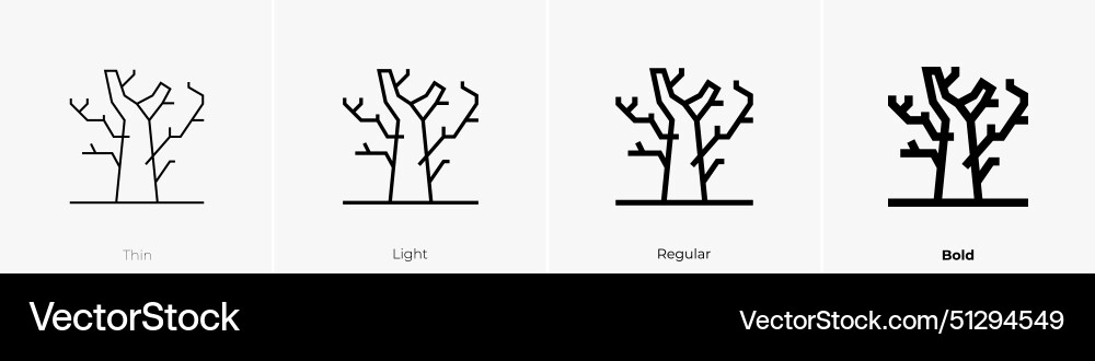 Dry tree icon thin light regular and bold style Vector Image