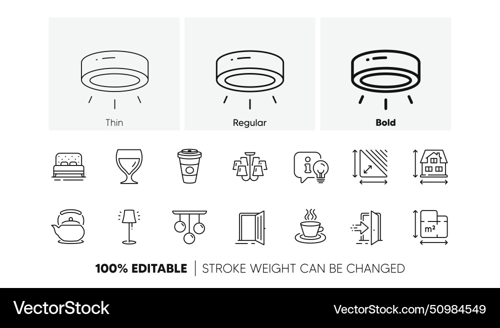 Entrance stand lamp and ceiling line icons Vector Image