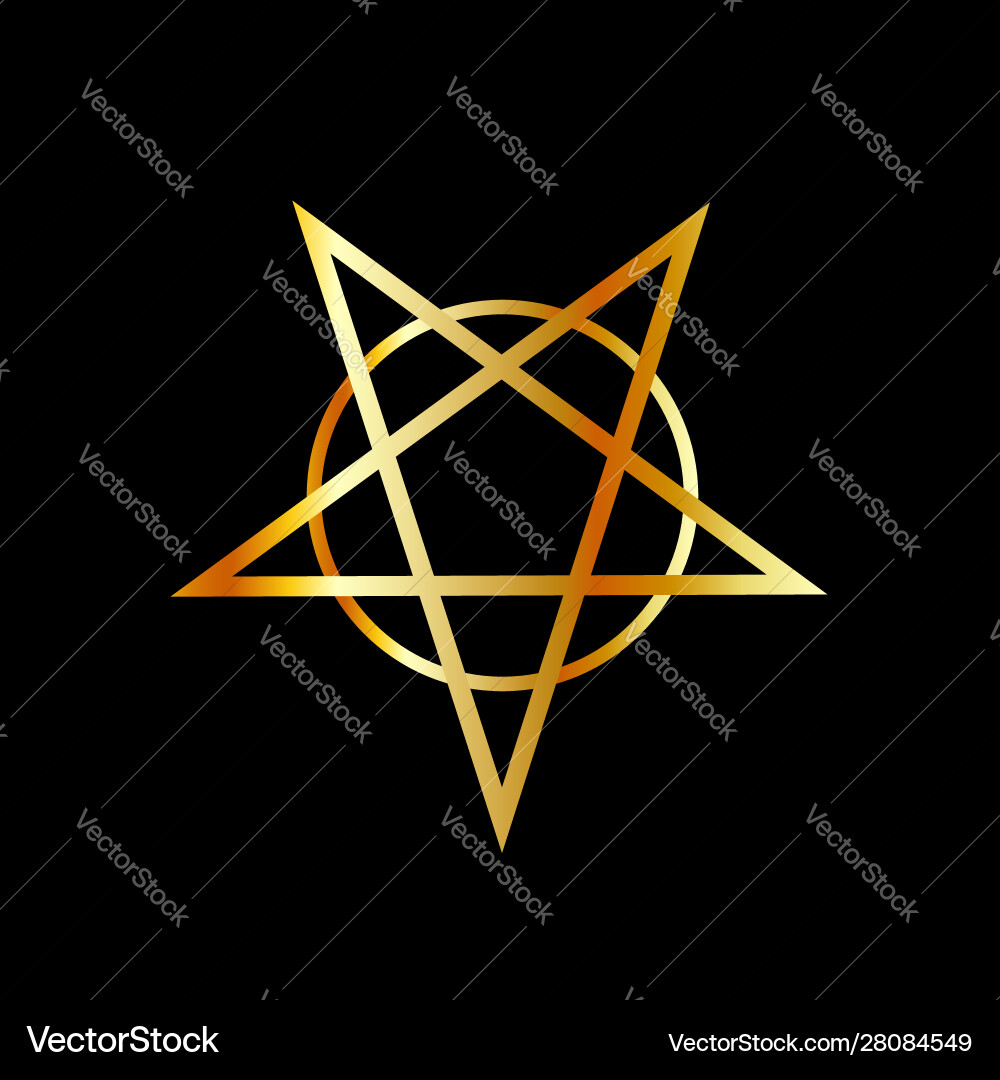 Golden inverted upside down pentagram antichrist Vector Image