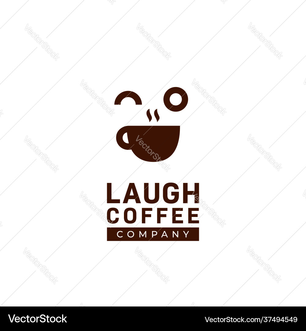 Happy fun laugh coffee shop logo cafe Royalty Free Vector