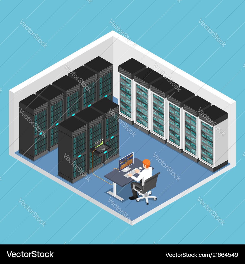 Isometric businessman doing diagnostic test Vector Image