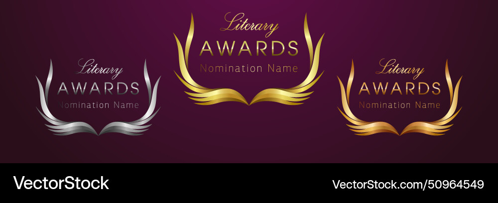 Literary awards set Royalty Free Vector Image - VectorStock