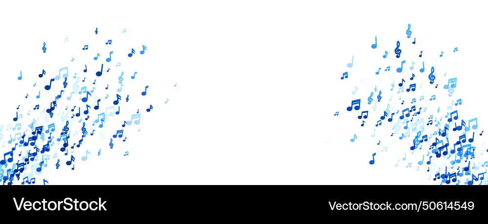 Scattered blue music notes banner Royalty Free Vector Image