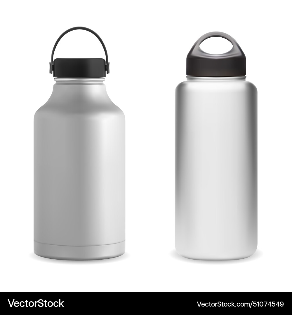 Stainless steel water flask design Royalty Free Vector Image