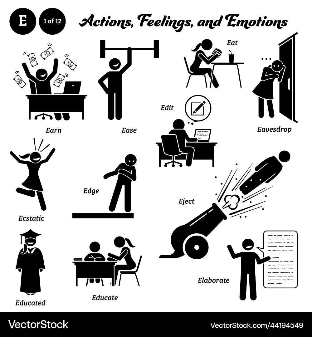 Stick figure human people man action feelings Vector Image