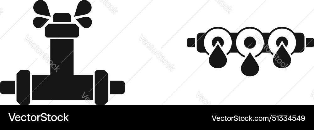 Water tap and droplets symbols Royalty Free Vector Image