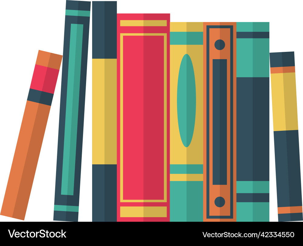 Book row old hardcovers home library symbol Vector Image