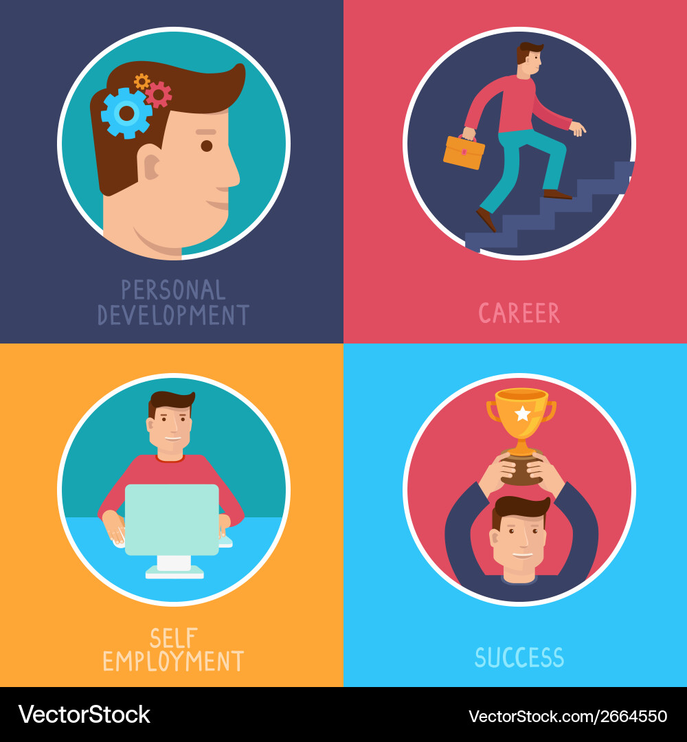 Career & Success Flat Icons Royalty Free Vector Image