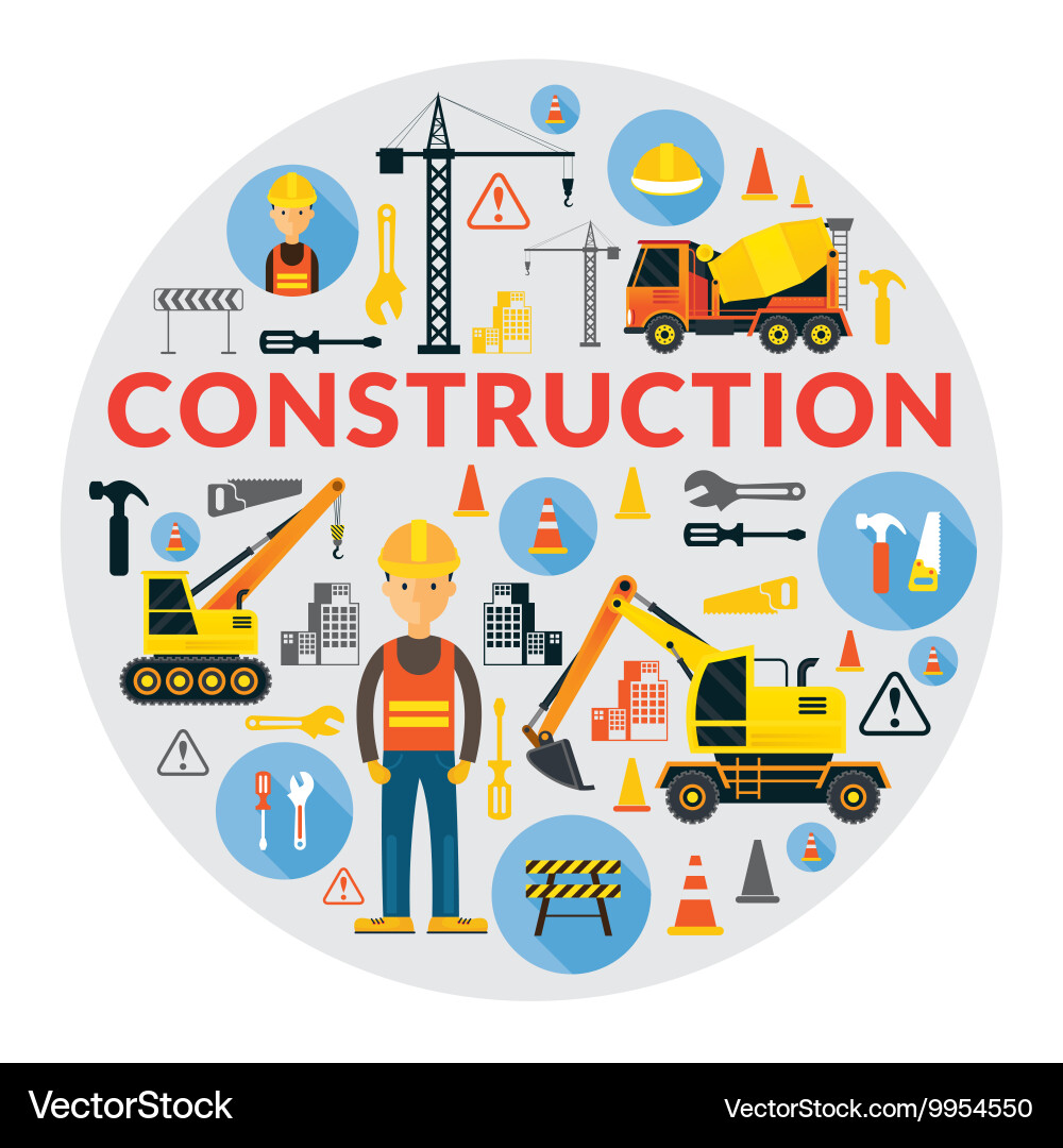 Construction label Royalty Free Vector Image - VectorStock