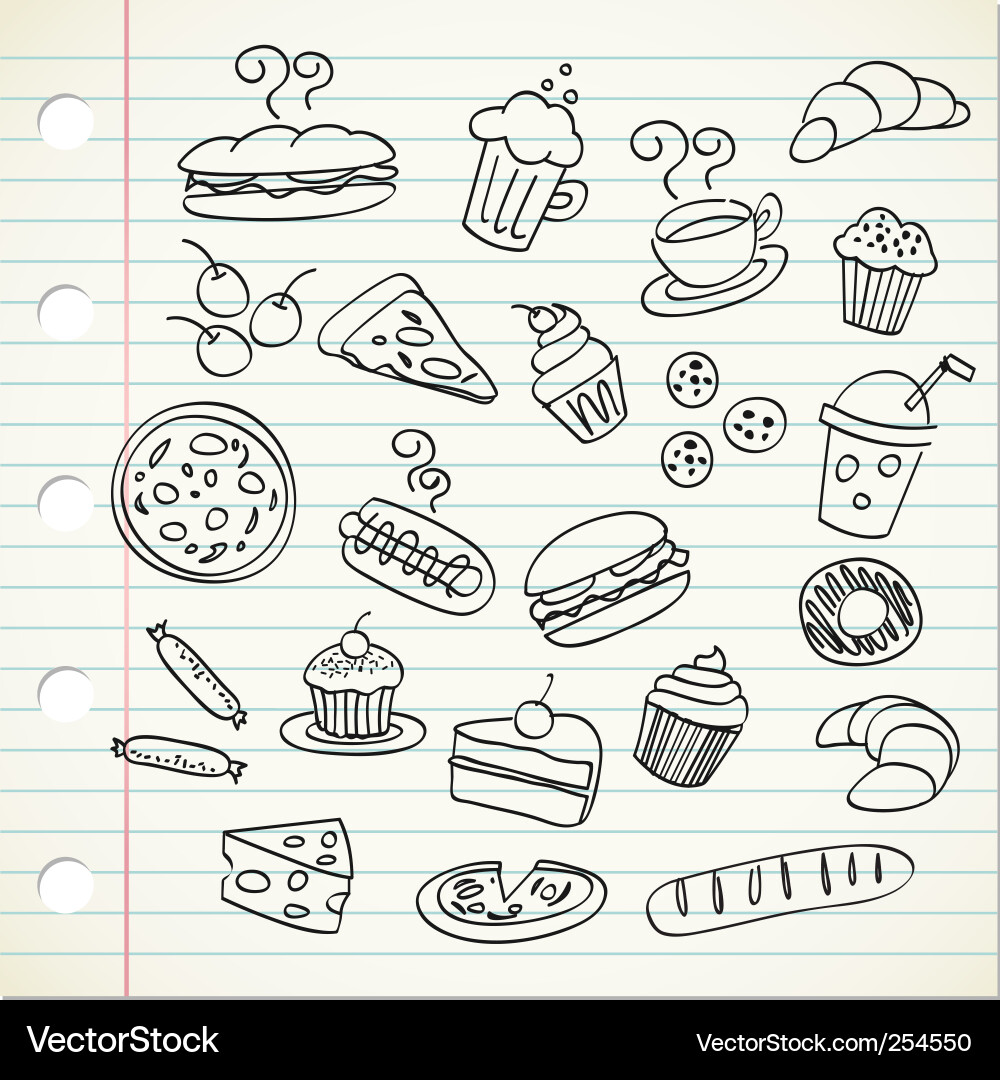 Delicious Food Doodle Royalty Free Vector Image
