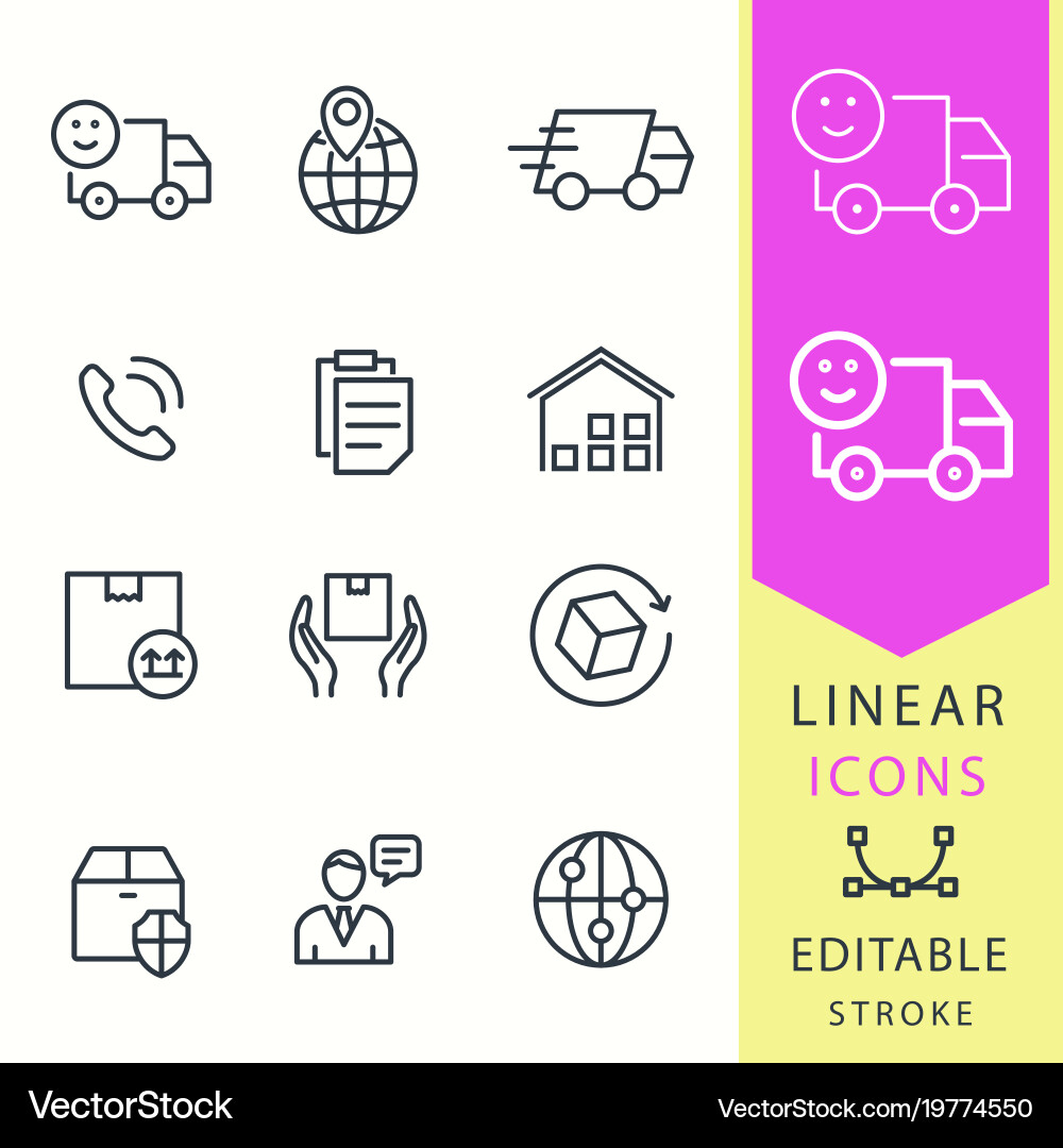 Editable Logistics Icon Set Royalty Free Vector Image