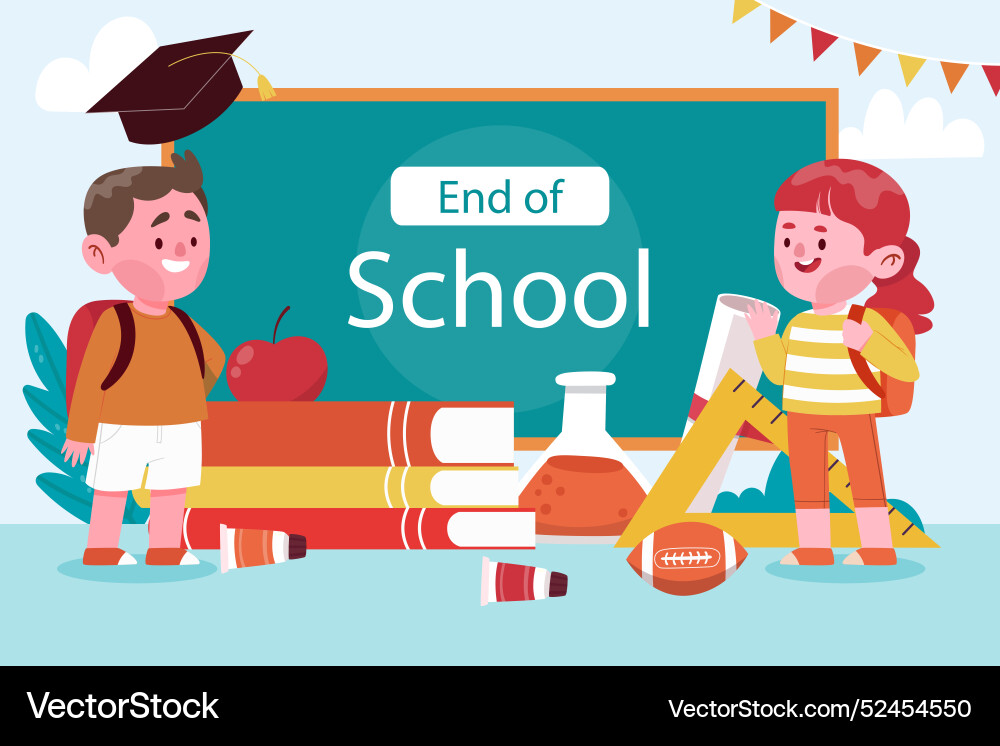 Flat end of school Royalty Free Vector Image - VectorStock
