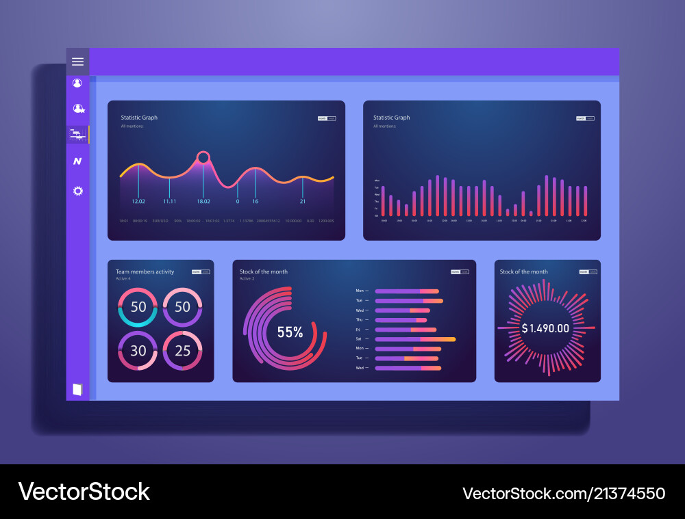 Infographic dashboard template with flat design Vector Image