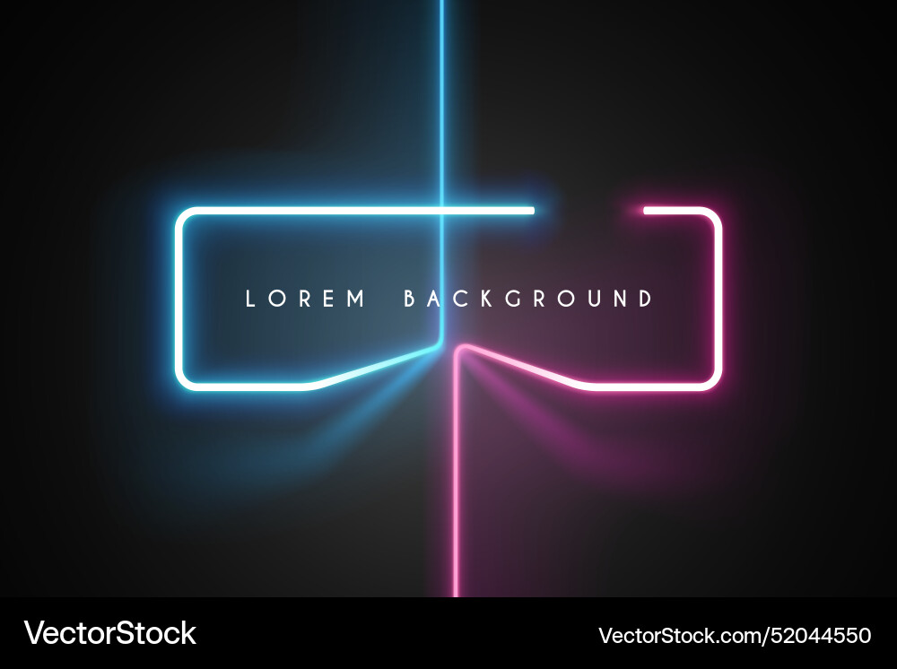 Neon frame template with glow effect Royalty Free Vector