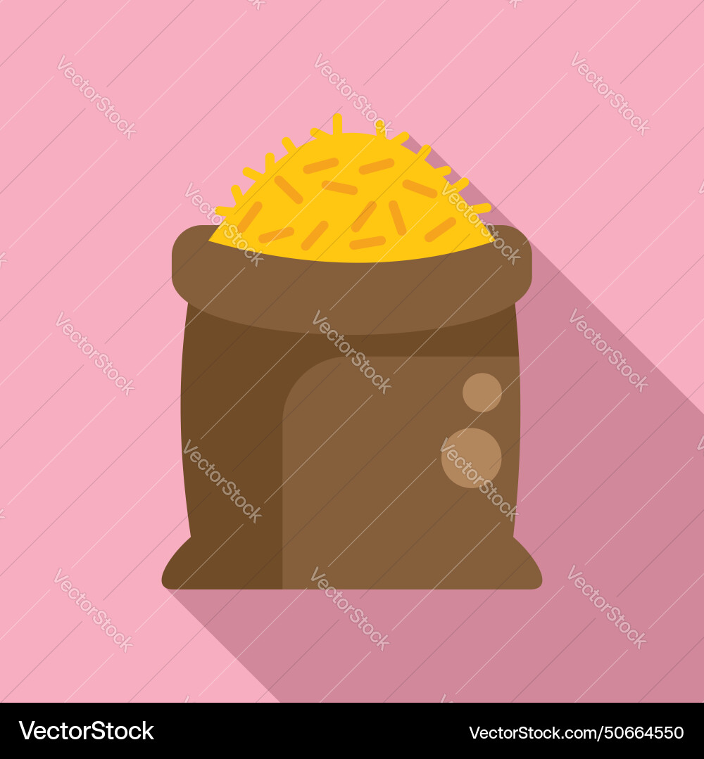 Sack field wheat icon flat farm harvest Royalty Free Vector