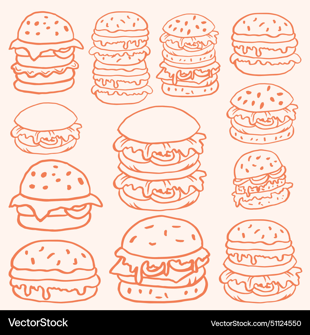 Set of burger collection Royalty Free Vector Image