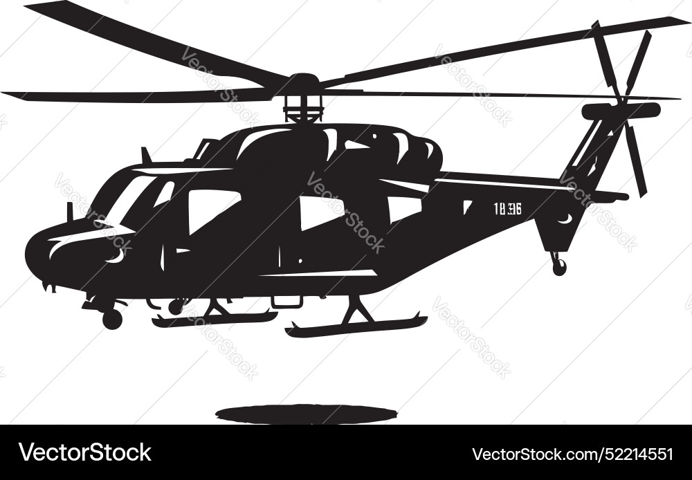 Aerial precision emblematic black helicopter Vector Image