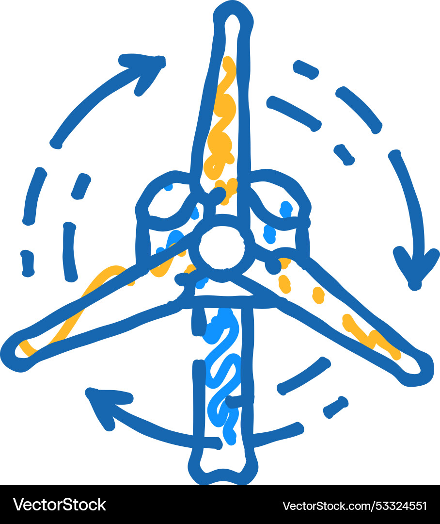 Blades rotation wind turbine icon doodle Vector Image