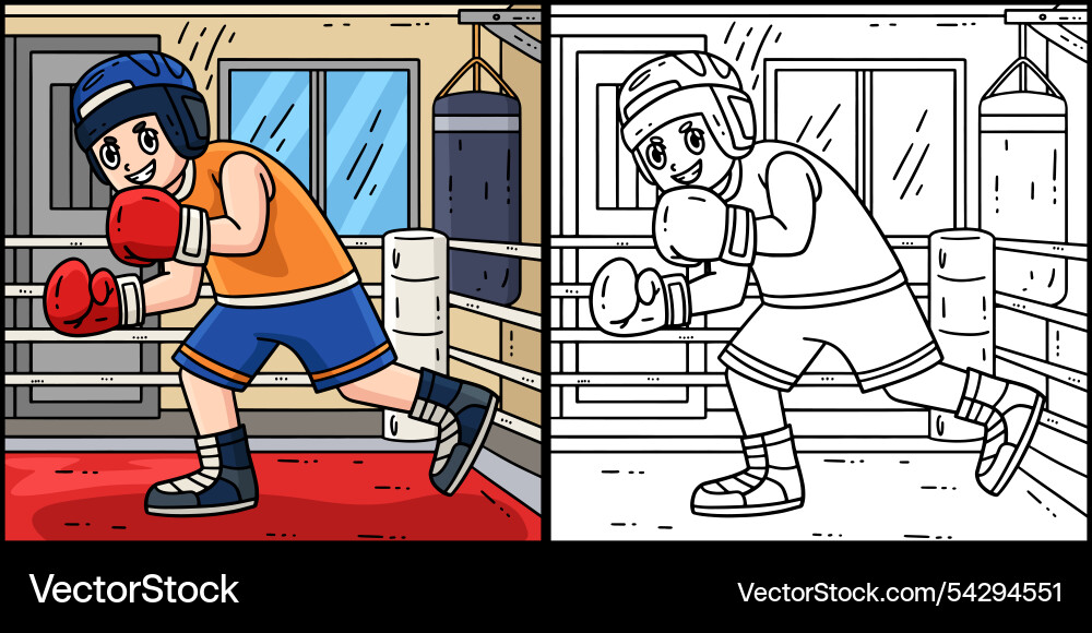 Boxing boxer evading coloring page Royalty Free Vector Image