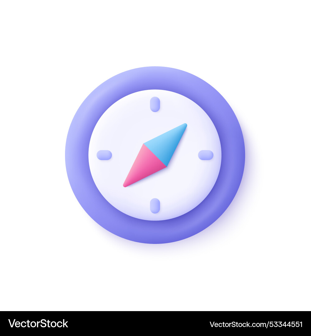Compass 3d icon cartoon minimal style Royalty Free Vector