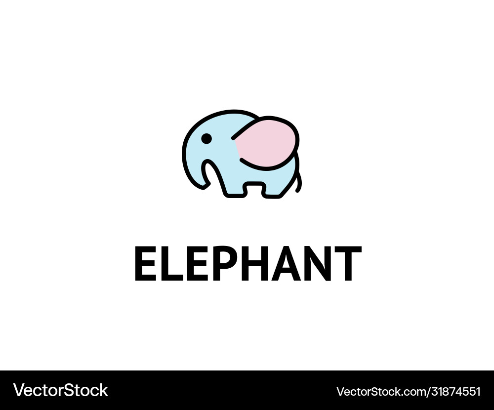 Cute Elephant Logo - White Background Royalty Free Vector