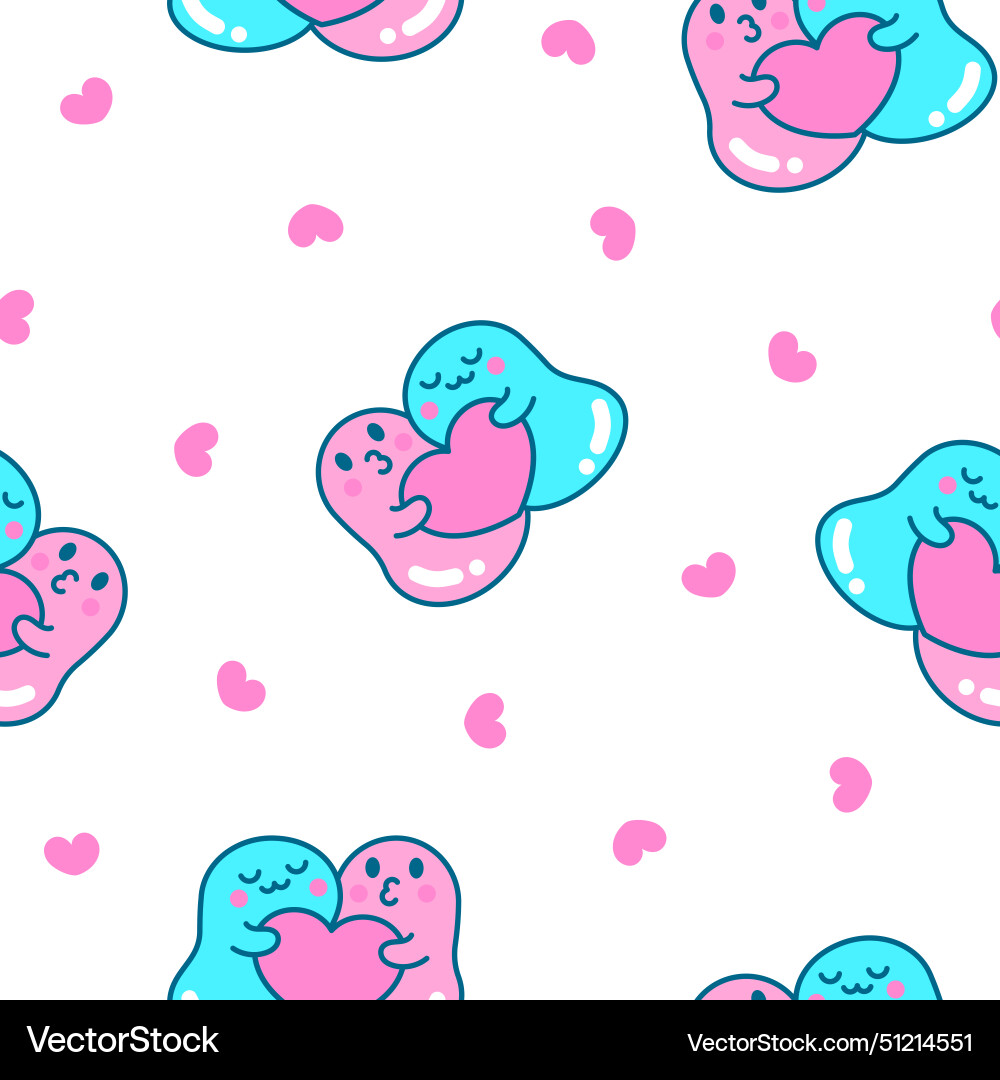 Cute friends tapioca pearls seamless pattern Vector Image