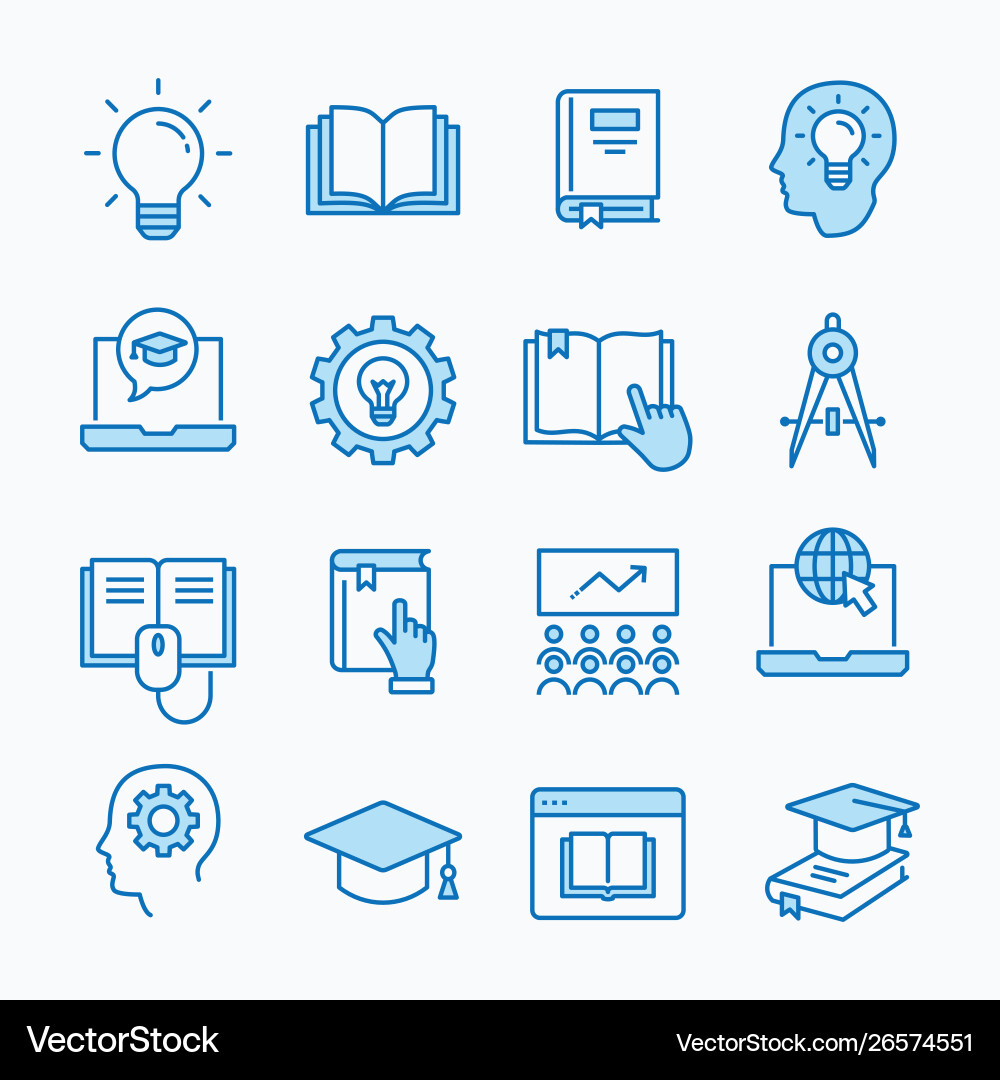 Education line icons set Royalty Free Vector Image