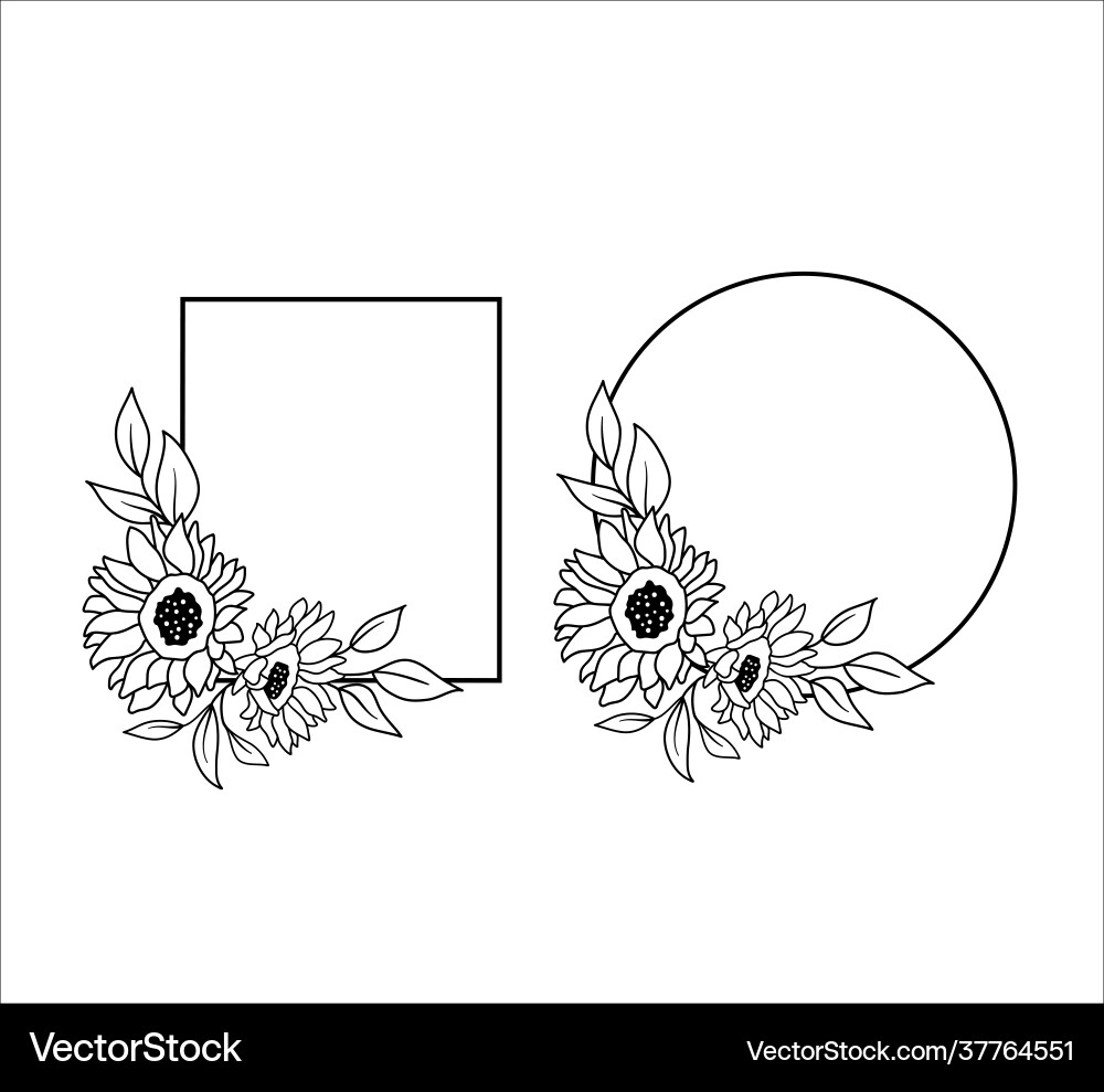 Floral Sunflower Frame Royalty Free Vector Image