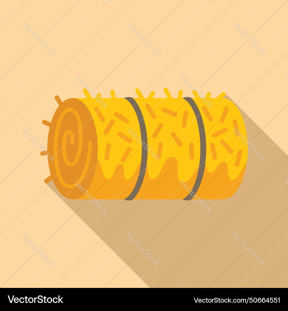 Hay stack roll icon flat agriculture Royalty Free Vector