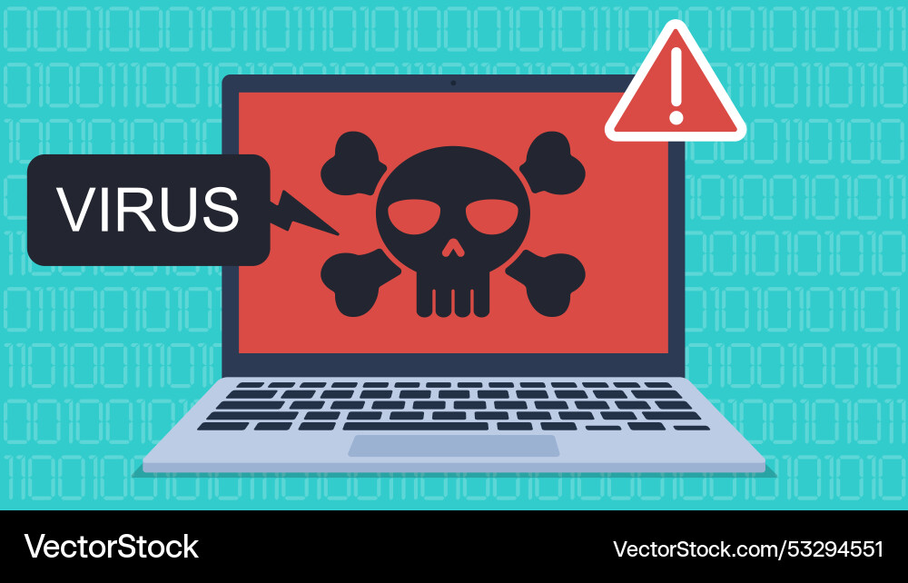 Laptop infected with a virus Royalty Free Vector Image