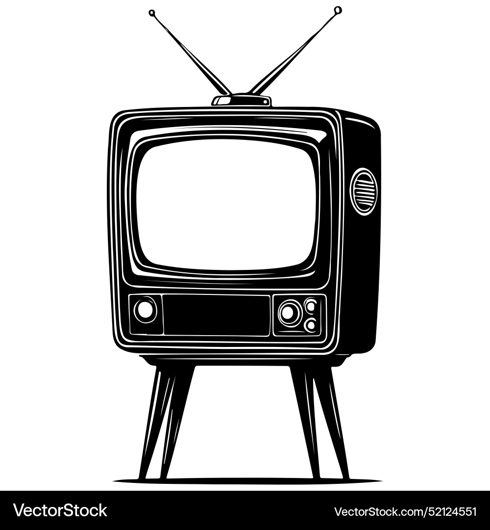 Realistic tv drawing vintage line image Royalty Free Vector