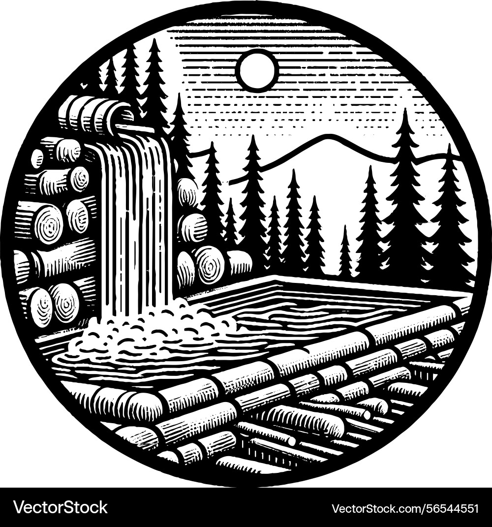 Simple hot spring design Royalty Free Vector Image