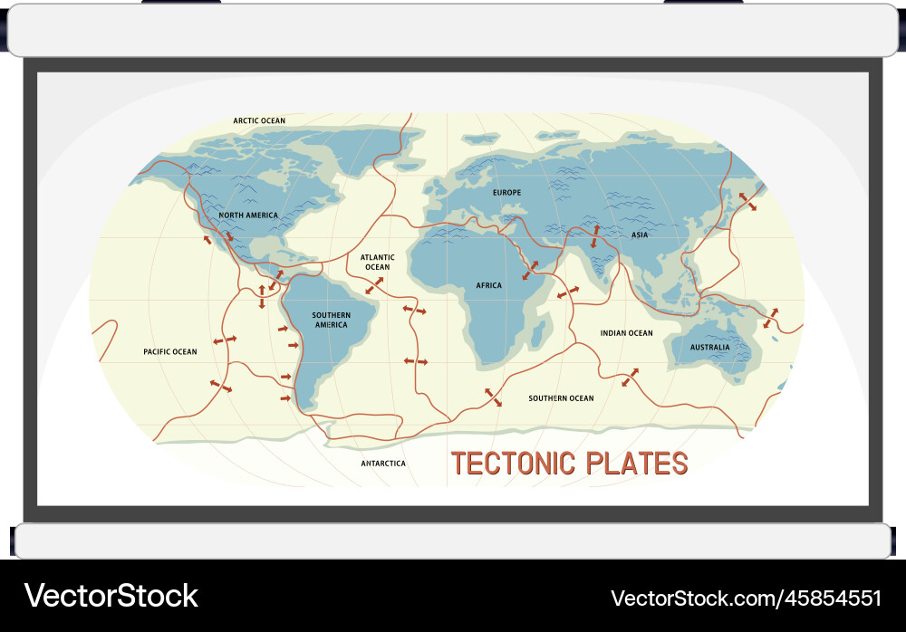 Tectonic plates and landforms Royalty Free Vector Image