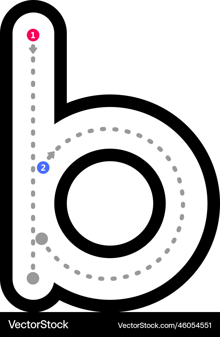 Tracing alphabet letter b lowercase prewriting Vector Image Tracing alphabet letter b lowercase prewriting Vector Image