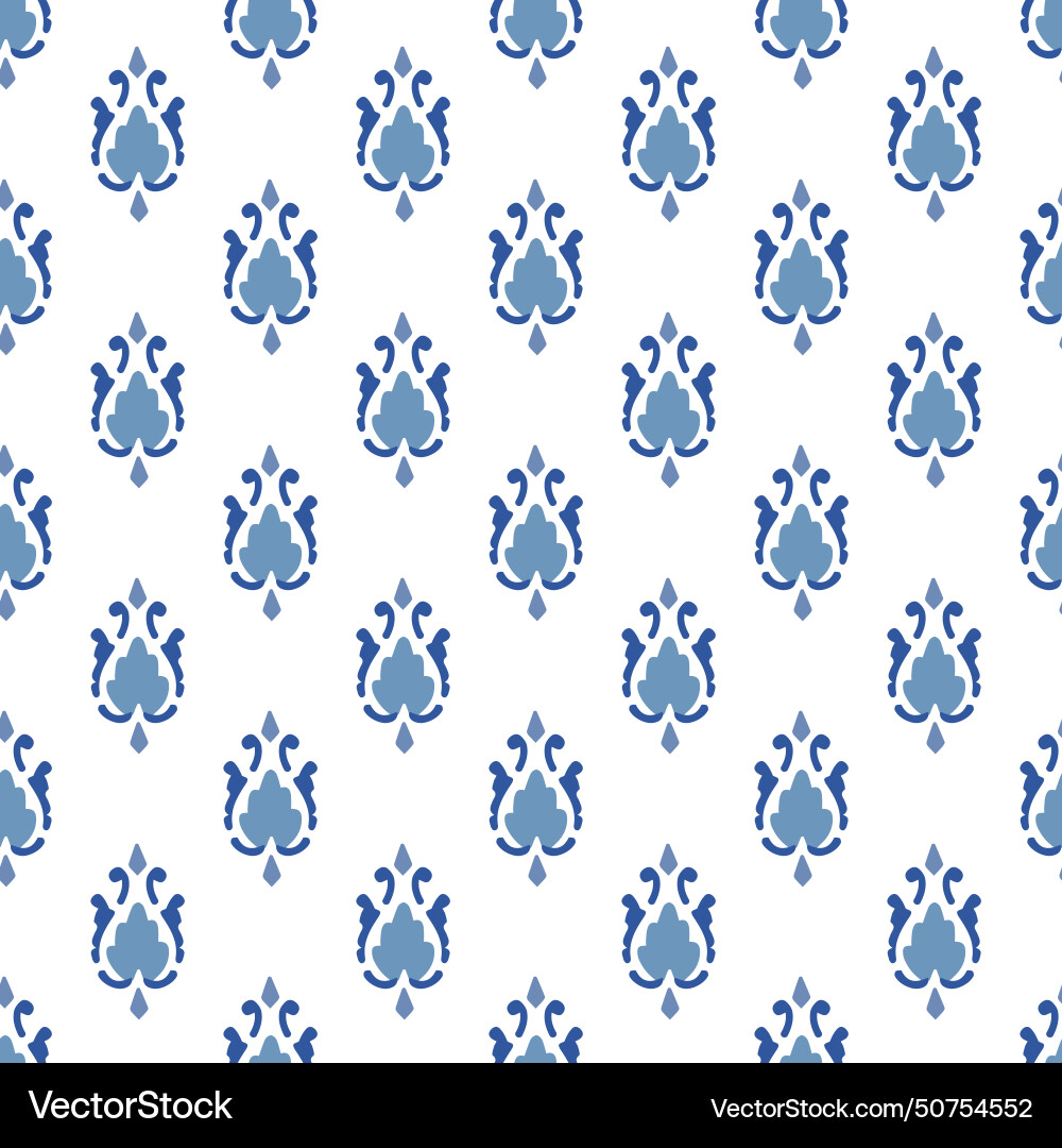 Abstract classic small blue flowers motif pattern Vector Image