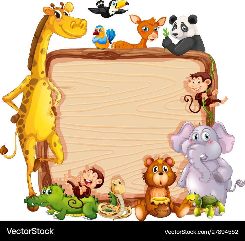 Border template design with cute animals Vector Image