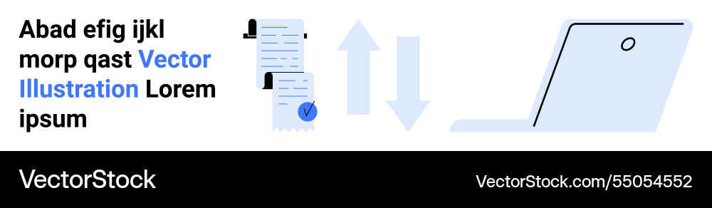 Document exchange with laptop text Royalty Free Vector Image
