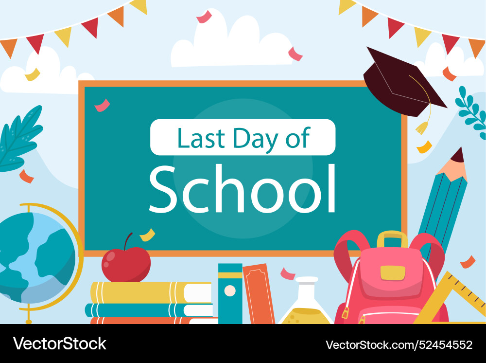 Flat end of school Royalty Free Vector Image - VectorStock