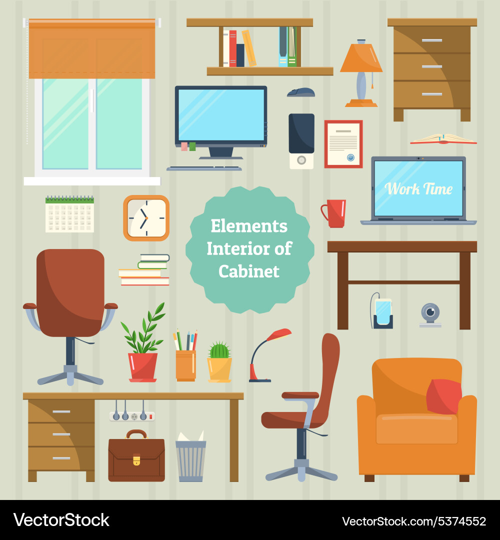 Interior Cabinet Elements Royalty Free Vector Image