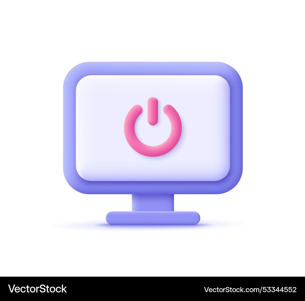Power-Button-Symbol auf Desktop-Computermonitor Vektorbild