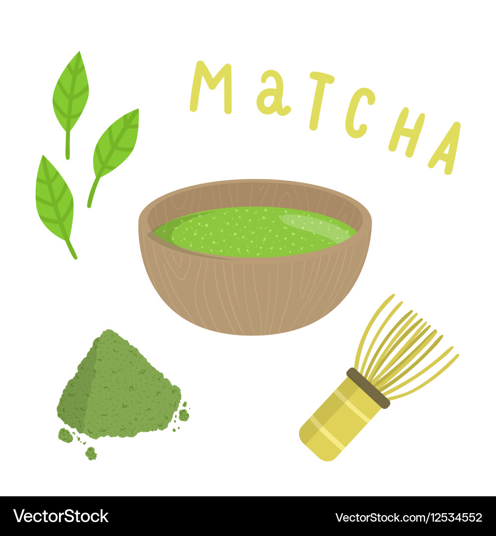 Set for making matcha tea Royalty Free Vector Image