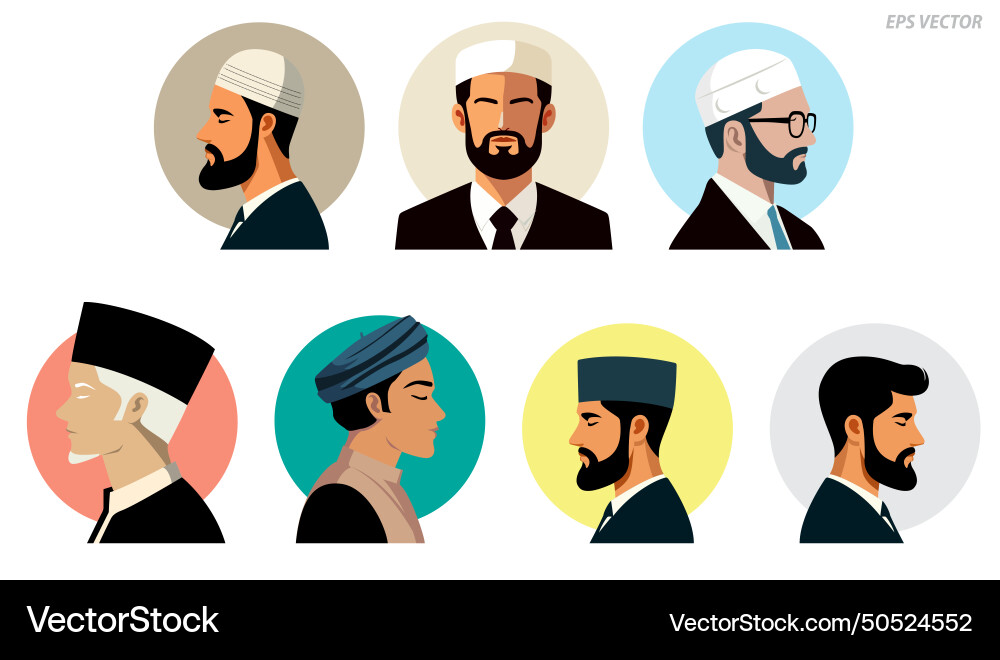 Set of moslem man isolated eps Royalty Free Vector Image