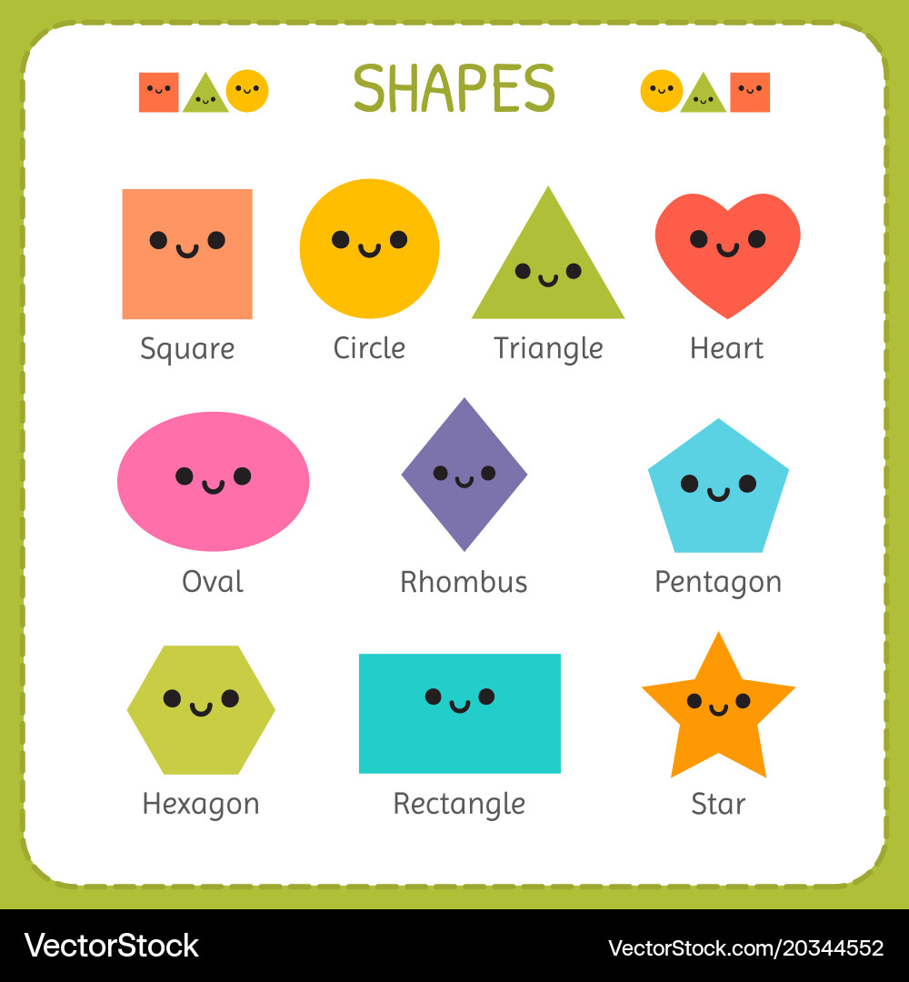 Set of smiling geometric figures comic cartoon Vector Image