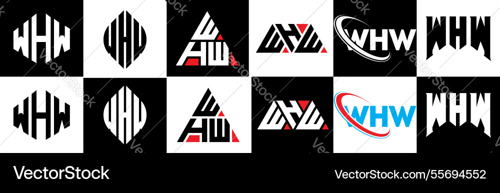 Whw letter logo design in six style polygon Vector Image