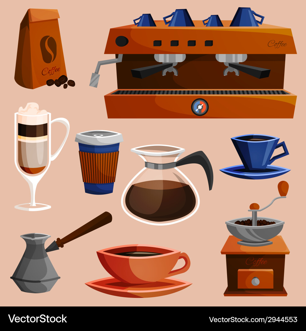 Coffee elements set Royalty Free Vector Image - VectorStock