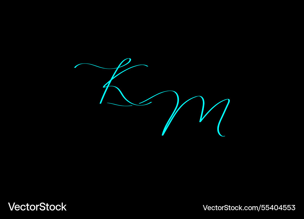 Elegant calligraphy of cursive km logo Royalty Free Vector