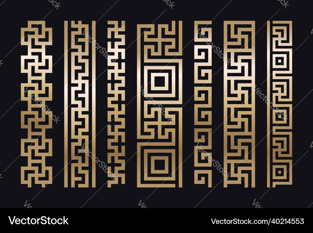 Greek gold borders on a black background Vector Image