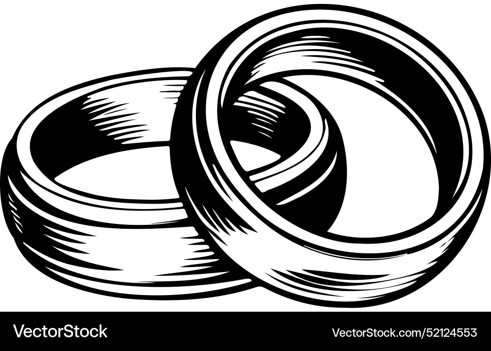Realistic wedding ring engrave hand drawn line Vector Image